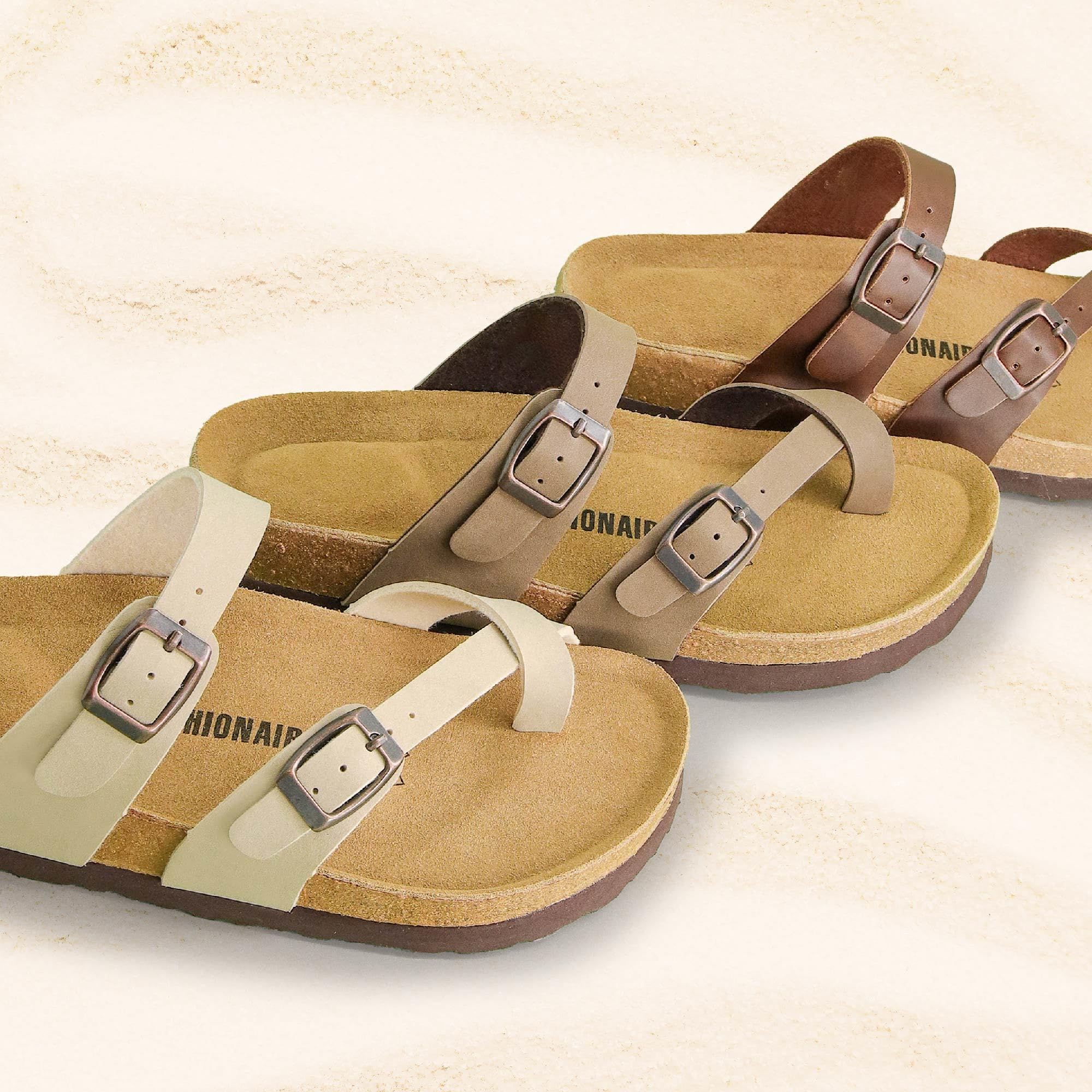 CUSHIONAIRE Luna Cork Footbed Women's Sandals - Comfortable Slip-On Slides with Adjustable Straps & Memory Foam for All-Day Wear | Beach Essential Summer Sandals for Women 2025, BLACK 9