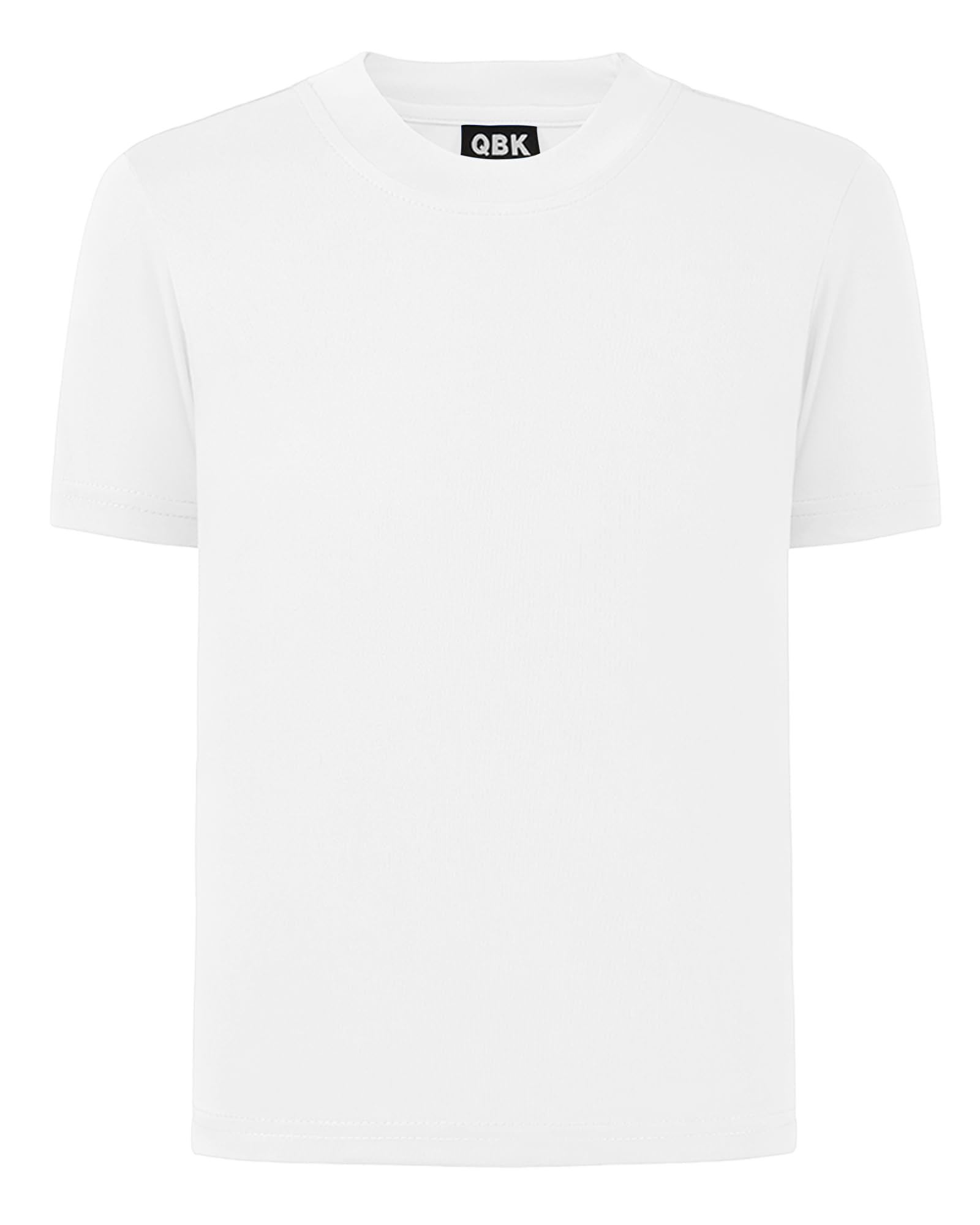 QBK 2T to Youth Neon Shirt Kids UPF 50+ Dry Fit Athletic Short Sleeve T Shirts for Boys and Girls (White M)