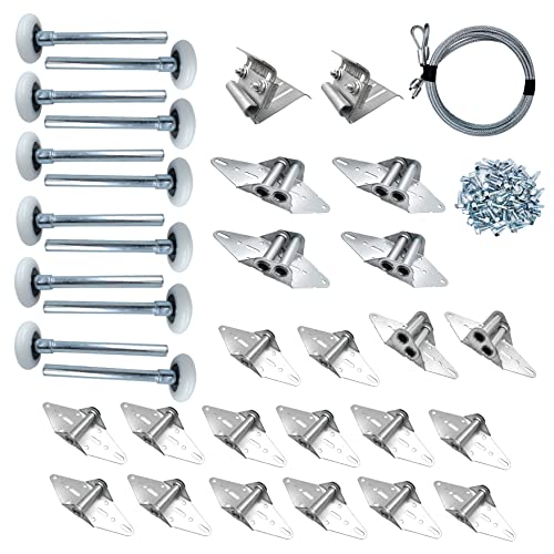 LAJIAOZ Garage Door Hinge Roller Bracket/Track Kit/Wire Rollers Green Hinges Sytems Roll Up Door Spings(16 x 8 Height Double Garage Doors)