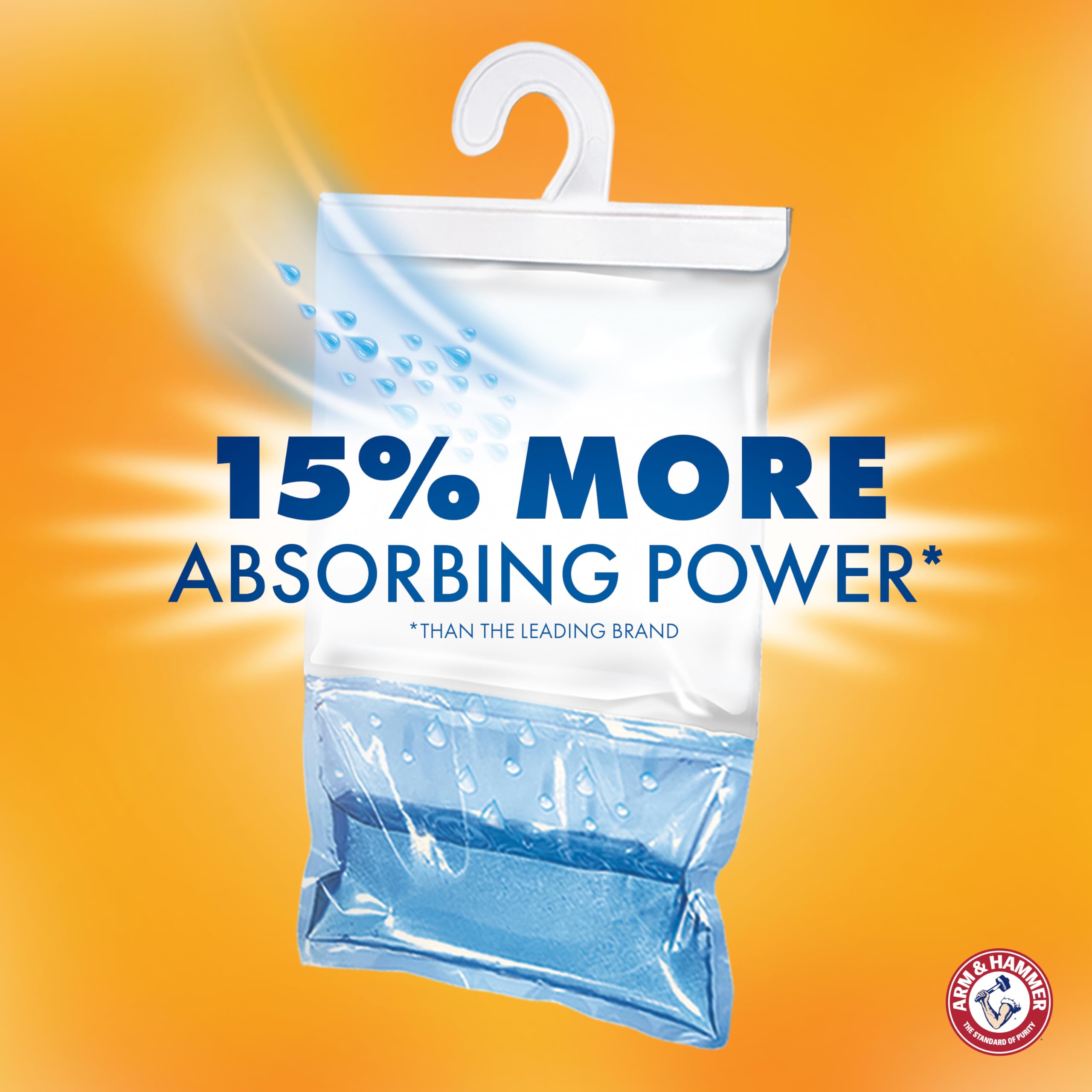 Arm & Hammer Hanging Moisture Absorber and Odor Eliminator, 16.1 oz., 6 Pack, Clean Burst, Moisture Absorbers for Closet and Small Rooms, Long-Lasting Freshness