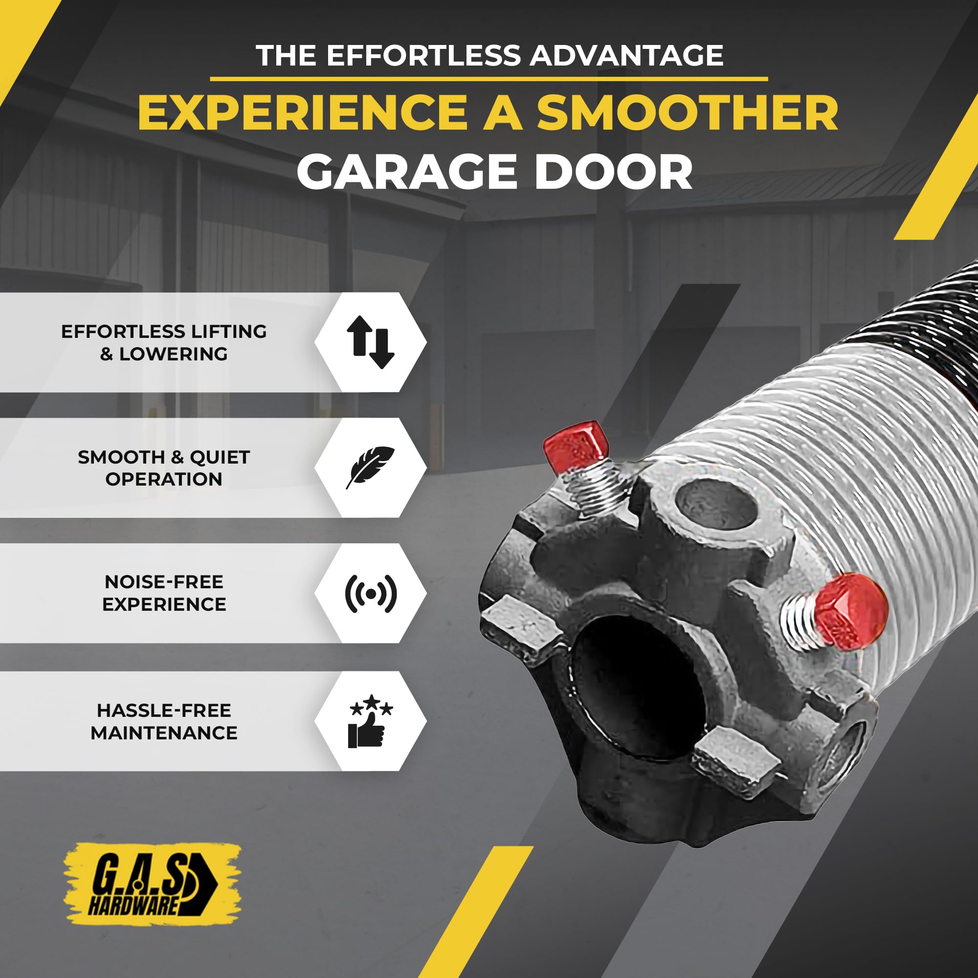 Garage Door Torsion Spring 218x2x26 for Left Side of Garage Door with Winding Bars, 1" Nylon Bushing, and Gloves Heavy Duty Precision E-Coating 5-Year Warranty Minimum 30,000 Cycles (Red Cone)
