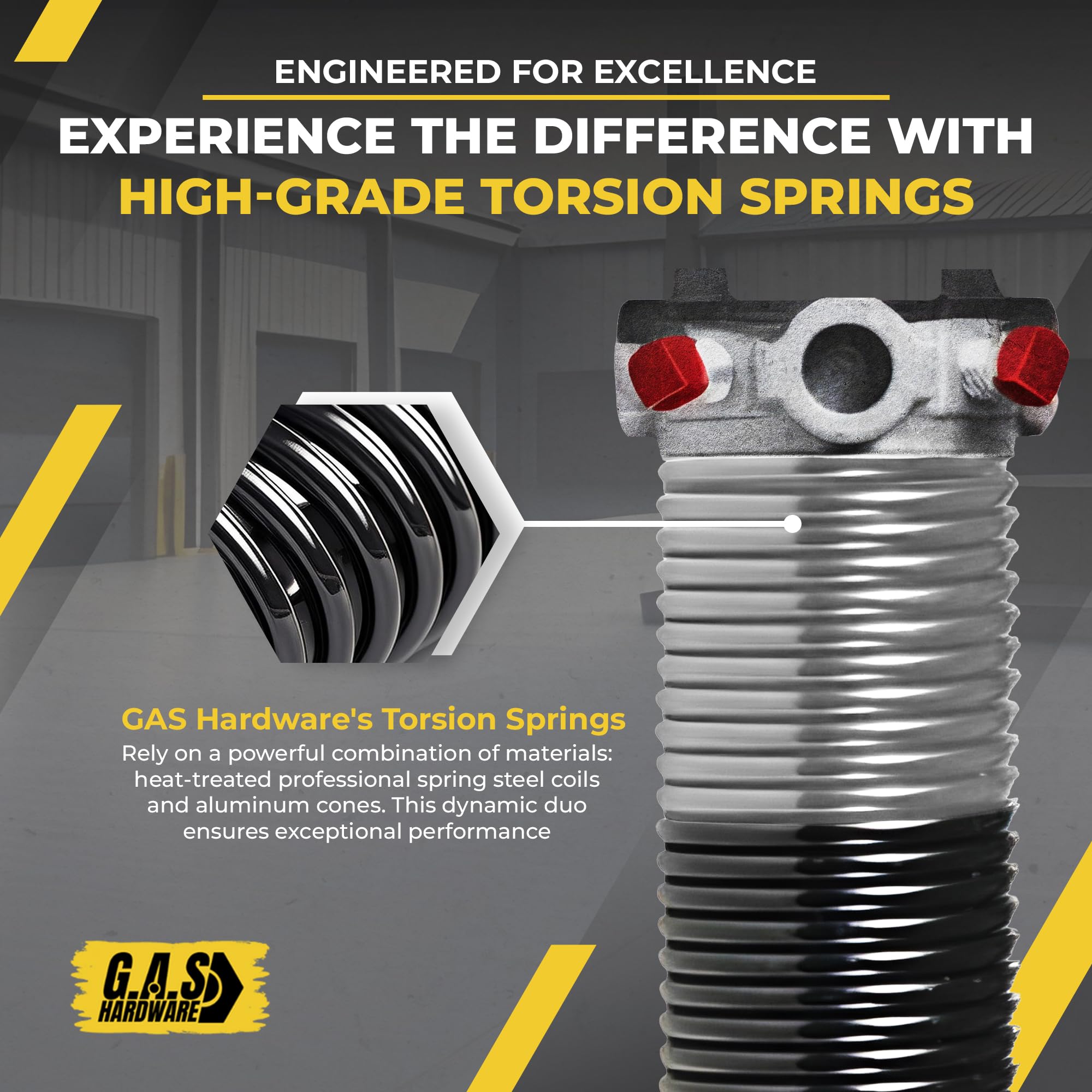 Garage Door Torsion Spring 218x2x26 for Left Side of Garage Door with Winding Bars, 1" Nylon Bushing, and Gloves Heavy Duty Precision E-Coating 5-Year Warranty Minimum 30,000 Cycles (Red Cone)
