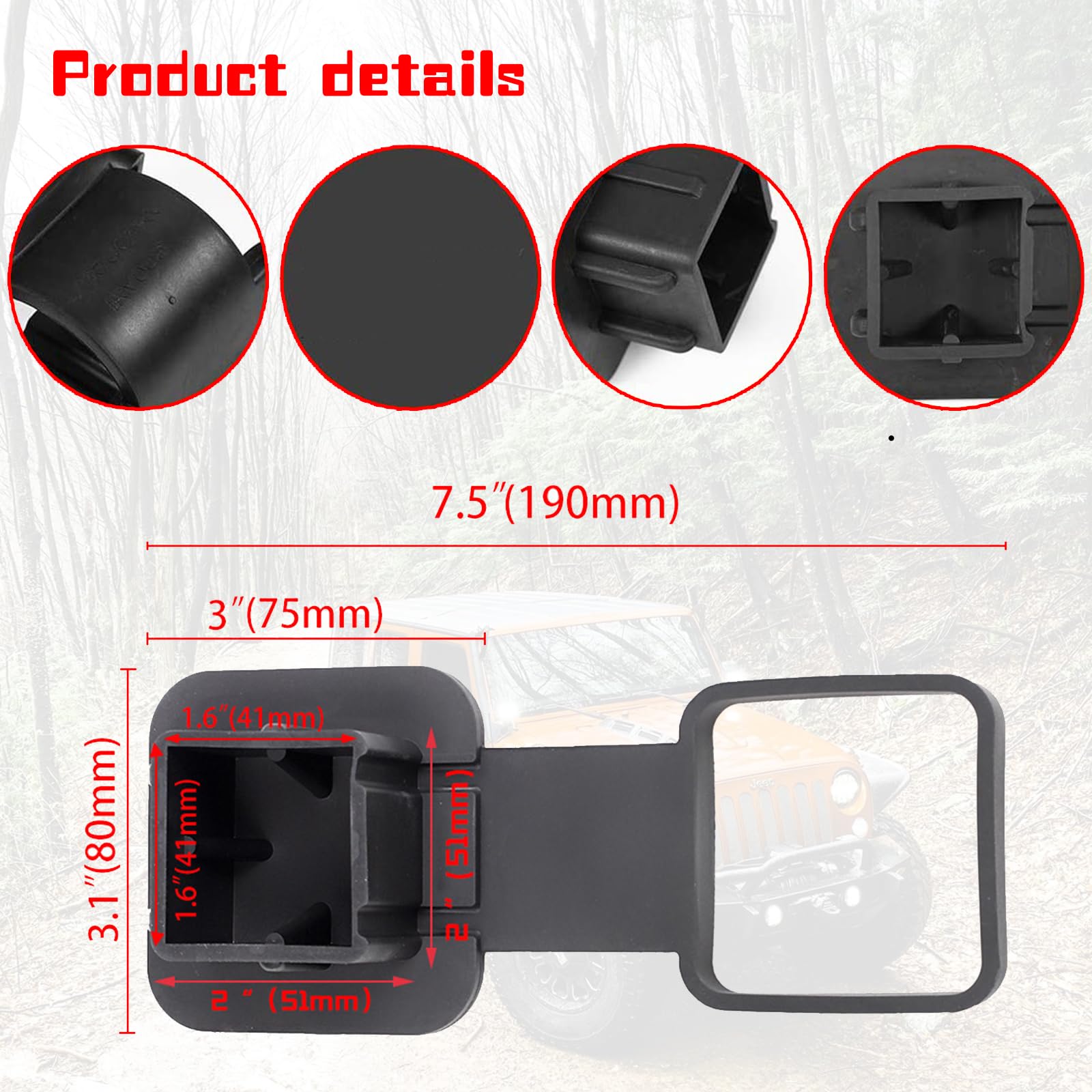 NGHEY Pack-1 Square Mouth Protection Cover Traction Cover, Trailer Hook Dust Plug, Rubber Trailer Hitch Dust Plug, Fit for RV SUV and Cars (American Flag Red)