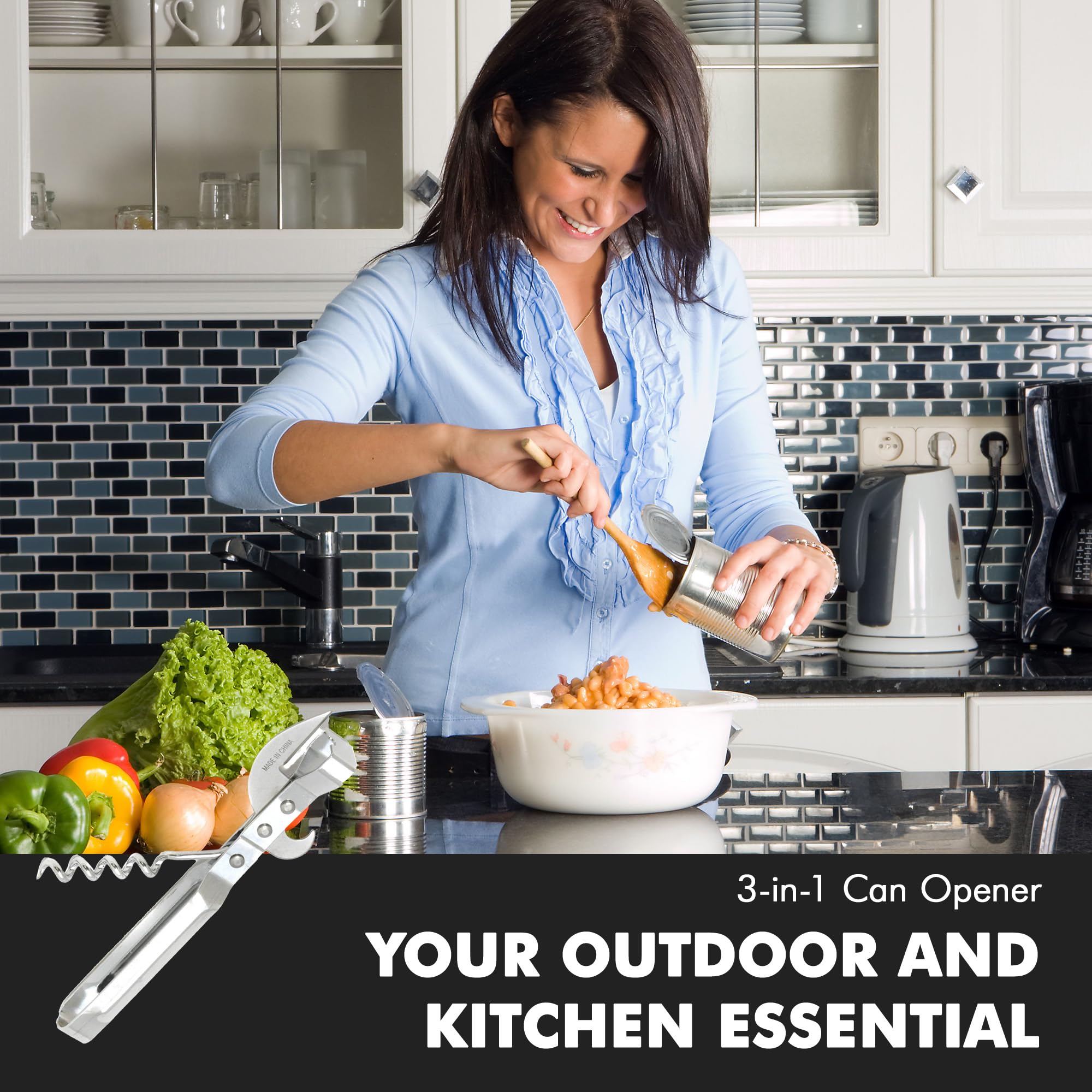 Chef Craft Select 3-in-1 Can Opener, 6 inches in length, Stainless Steel