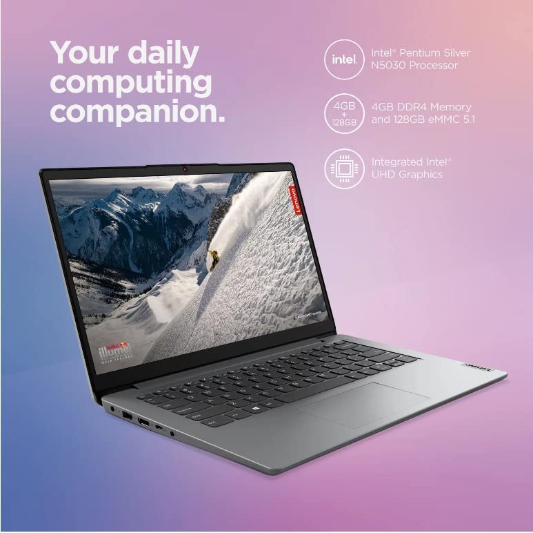 Lenovo 2023 Newest Ideapad 14 Inch Student Laptop, Intel Pentium Silver N5030 4-Core, up to 3.1 GHz, 4GB RAM, 256GB Storage, 1 Year Office 365, WIFI6, Webcam, Bluetooth, Windows 11