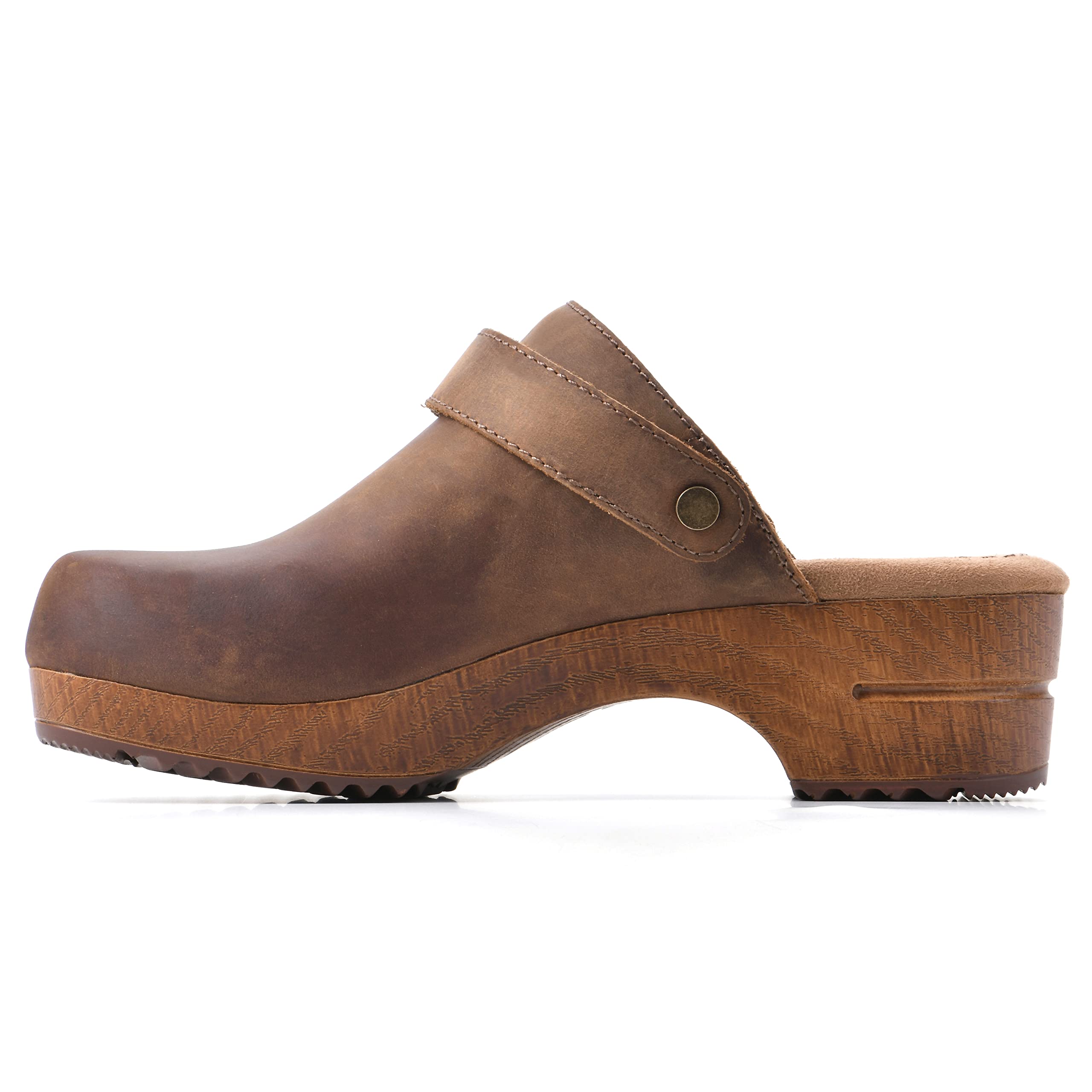 WHITE MOUNTAIN Shoes Being Leather Footbeds Clog, Brown/Leather, 7 M