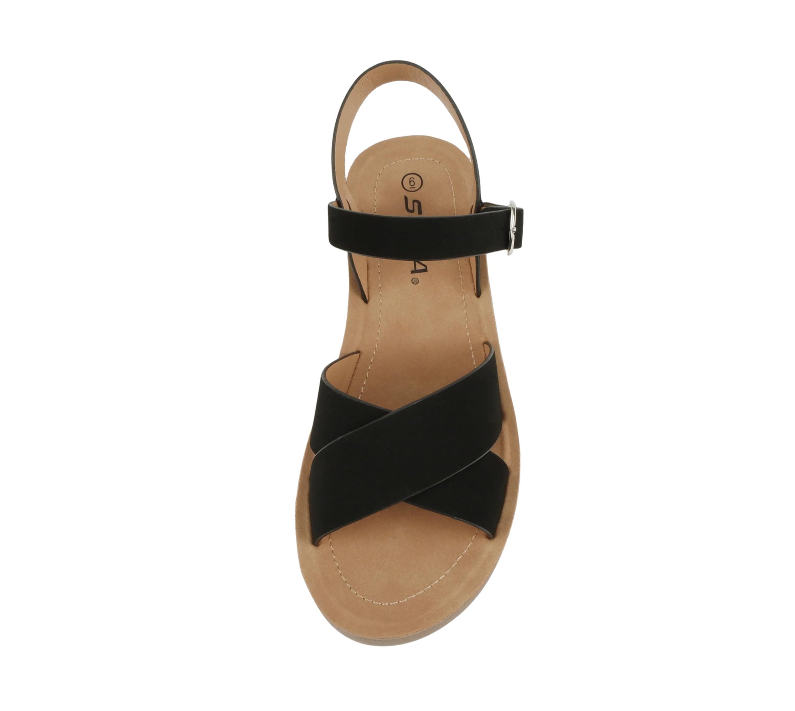 Soda Shoes Women Flat Sandals Flatform Ankle Buckle Criss Cross Band Straps Chester-S Black 7