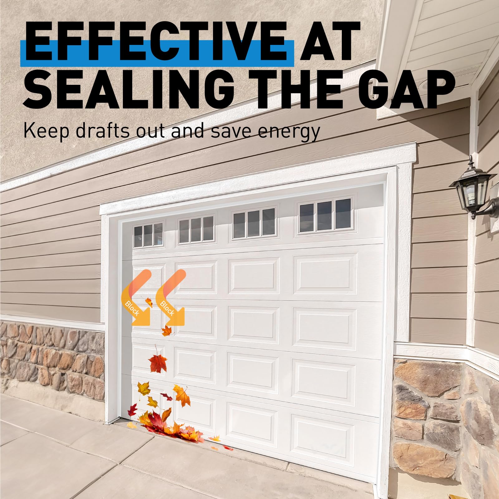 HOMWMPA Garage Door Seal Top and Sides, 34.4FT Garage Door Weather Stripping, Universal Soft and Hard Composite Rubber Weatherproofing Seal Strip with Adhesive Backing, White