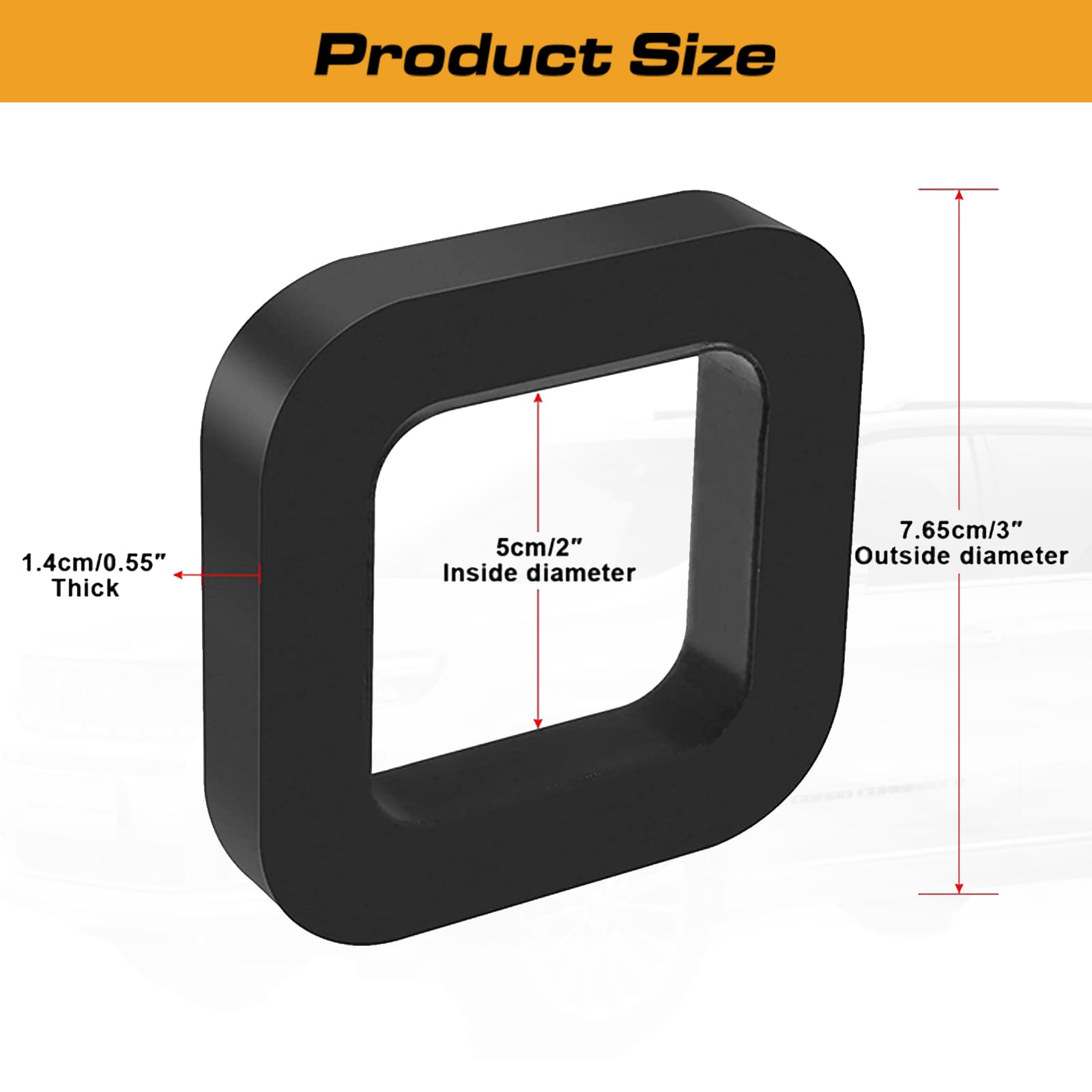 QODOLSI Pack-3 Trailer Receiver Silencer Pad, 1.96" x 3" x 0.5" Hook Cushion Rubber Pad, Noise Reduction Adjustment Ball Mounts Cushion for Trailer Hitch Receiver (Black)