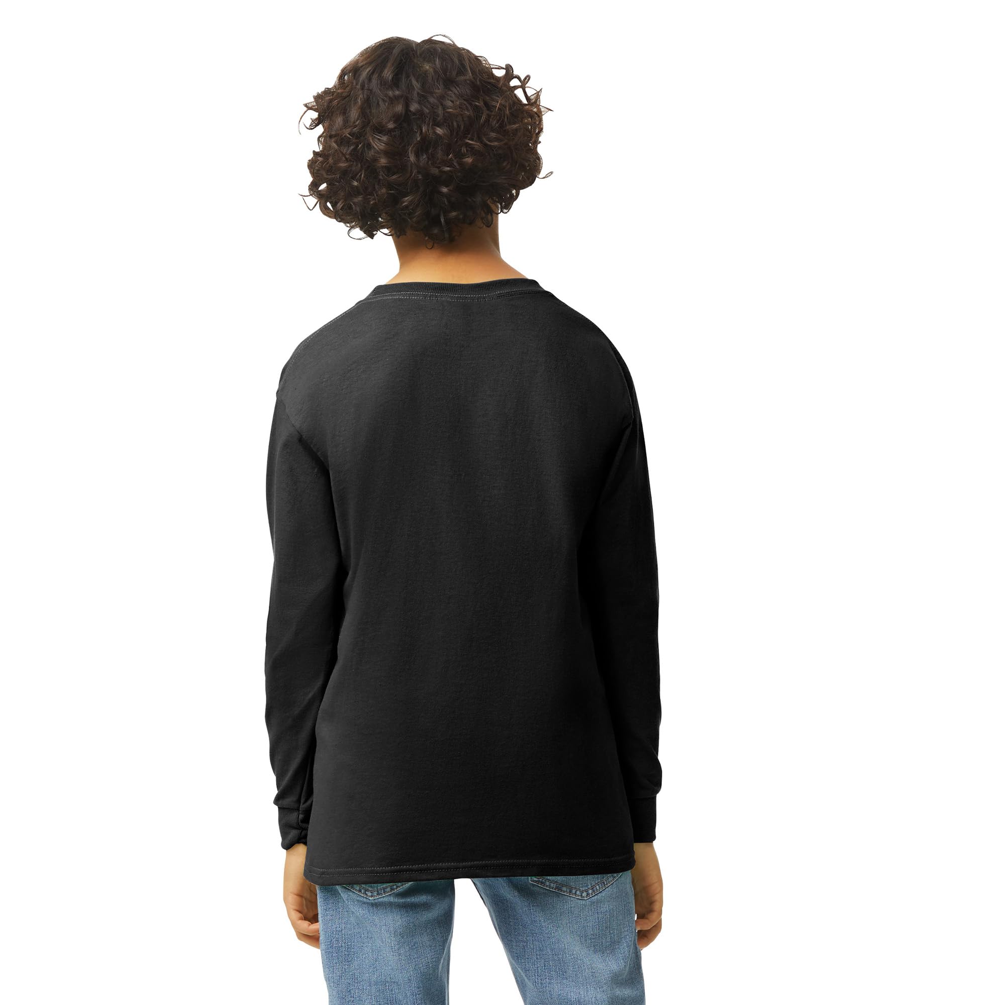 Gildan Youth Ultra Cotton Long Sleeve T-Shirt, Style G2400B, 2-Pack, Black, Medium