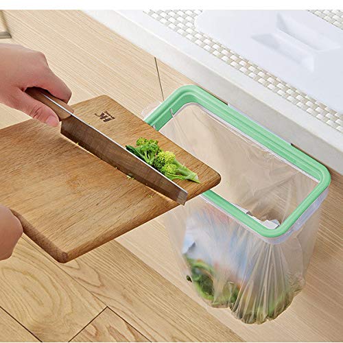 Trash Bag Holder with lid for Kitchen Cupboard, Kitchen Plastic Bag Trash Bin with Cover Garbage Bags Storage Rack RV Garbage Bag Hanger, Space Saving Garbage Hook, Kitchen Organize