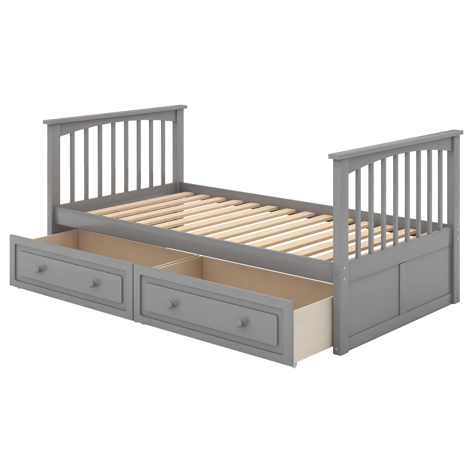 BIADNBZ Twin Over Twin Bunk Bed with Storage Drawers, Wooden Convertible BunkBed into 2 Platform Bedframe, for Kids Teens Adults Bedroom, Gray