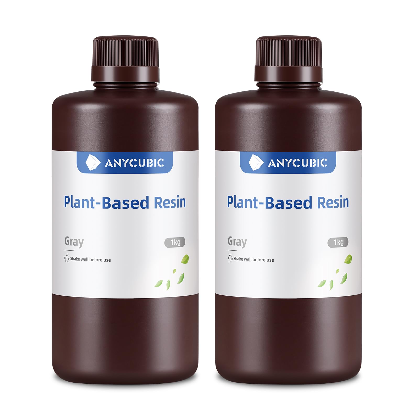 ANYCUBIC 2000g 3D Printer Resin Bundle with Low Odor and Safety, 405nm UV Plant-Based Rapid Resin with High Precision and Quick Curing for LCD 3D Printing (Grey, 1000g 2-Pack)