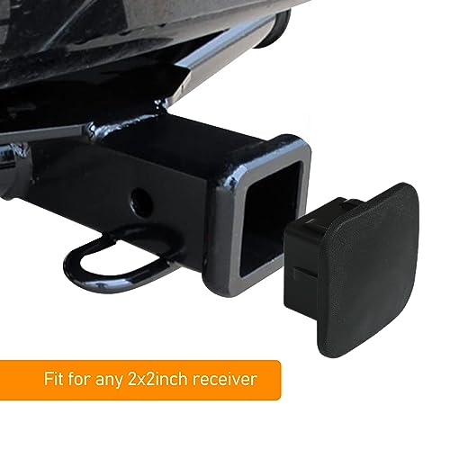 Hawyet 1 PC 1.25 in Heavy Duty Trailer Hitch Tube Cover Cap, Receiver Tube Trailer Hitch Plug, Tow Hook Dust Plug Square Opening Protection Cover (Black)