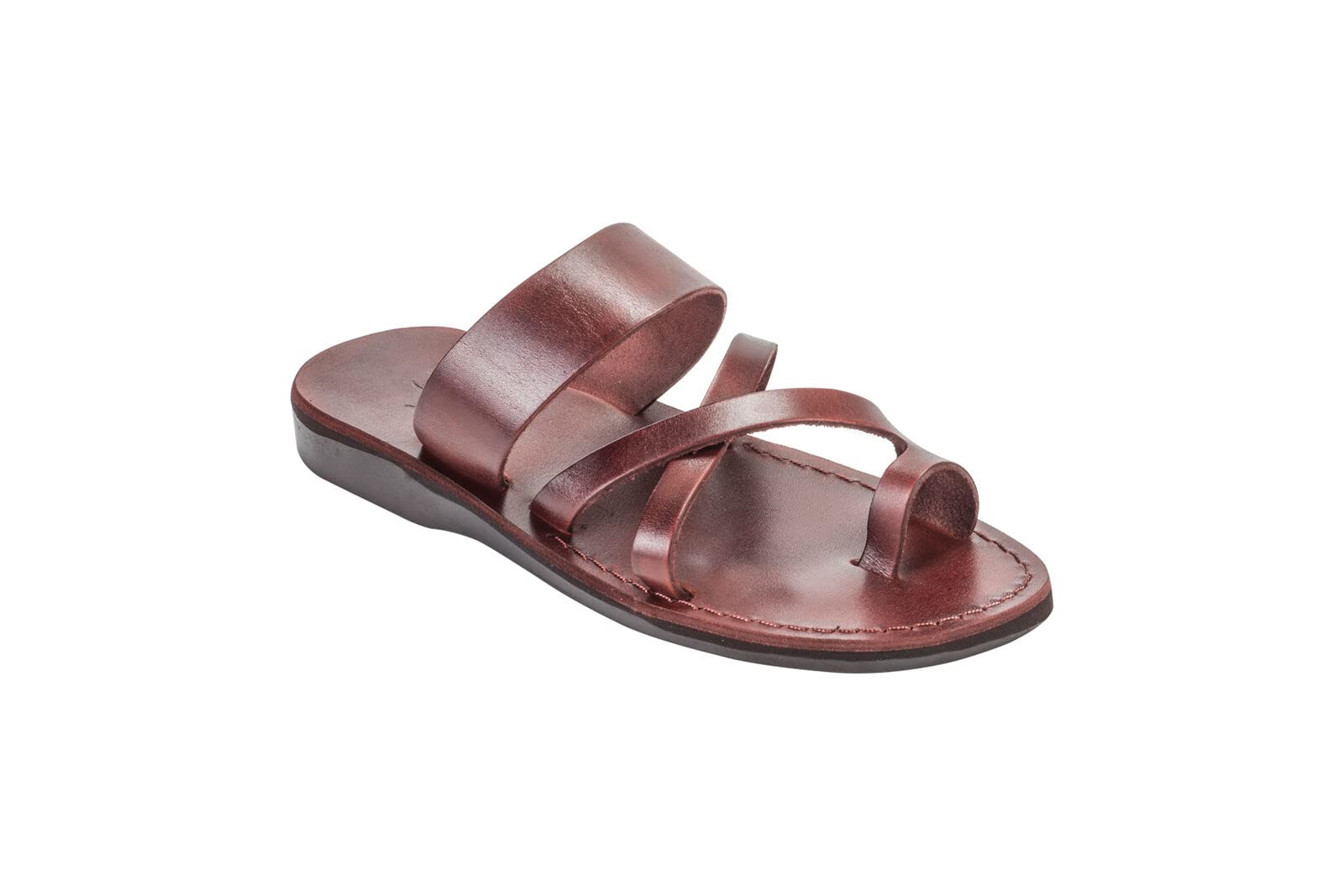 Men's Biblical Jesus Sandals Natural Genuine Camel Leather Toe Loop Handmade From Jerusalem Flip Flops Brown Black Holy Land (Brown, numeric_10)