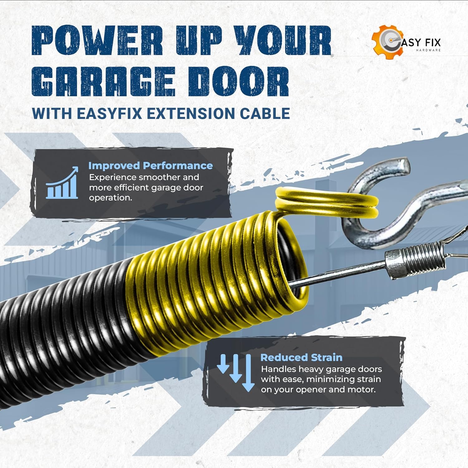 Easy Fix Hardware 180 lb. Heavy-Duty Double-Looped Garage Door Extension Spring (2-Pack) - Gold | Springs for Overhead Garage Door Hardware Repair | Minimum 30,000 Cycles for 7' Feet Garage Door
