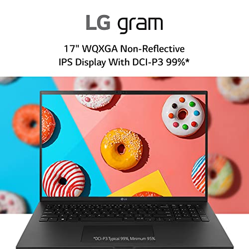 LG gram (2022) 17Z90Q Ultra Lightweight Laptop, 17" (2560 x 1600) IPS Display, Intel Evo 12th Gen i7 1260P Processor, 16GB LPDDR5, 1TB NVMe SSD, FHD Webcam, WiFi 6E, Thunderbolt 4, Windows 11, Black