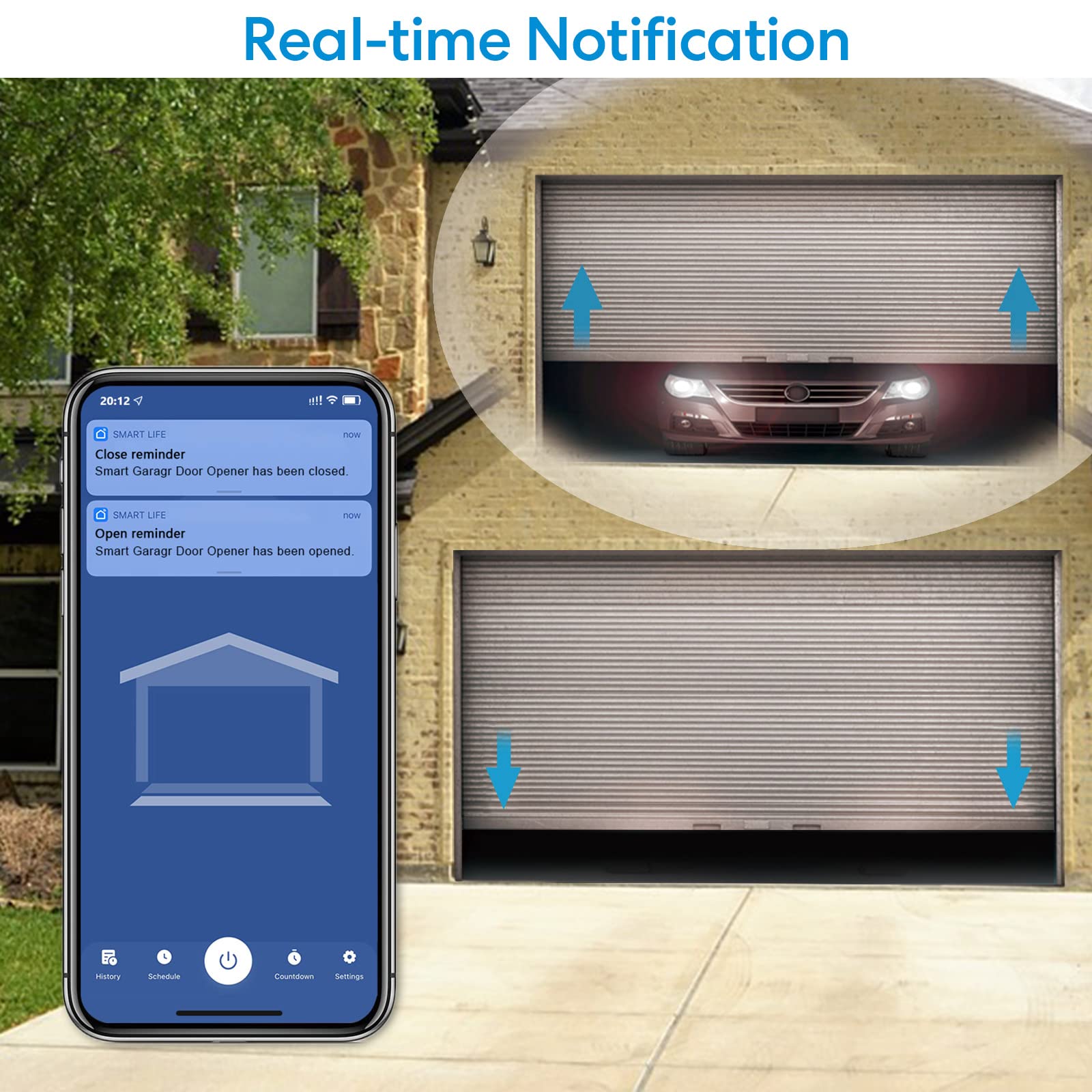 LoraTap Smart Garage Door Opener with Wireless Remote, Alexa & Google Assistant Compatible, Real-Time Alerts, Easy Installation