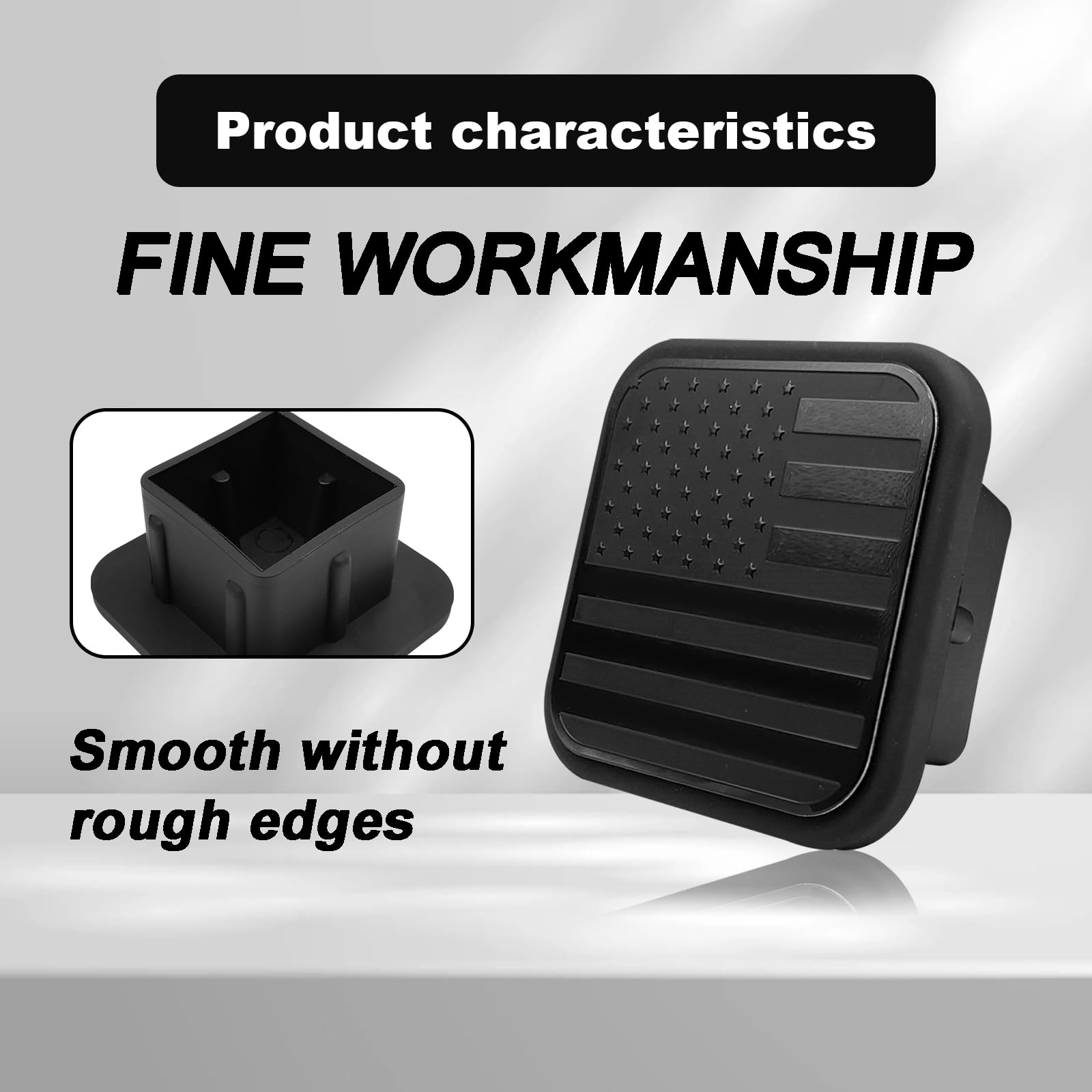Trailer Hook Dust-Proof Plug, 3.1In * 3.1In * 1.9In, Square Mouth Protection Cover Traction Cover Suitable for Most Cars and Trailers, Car Accessories(Black)