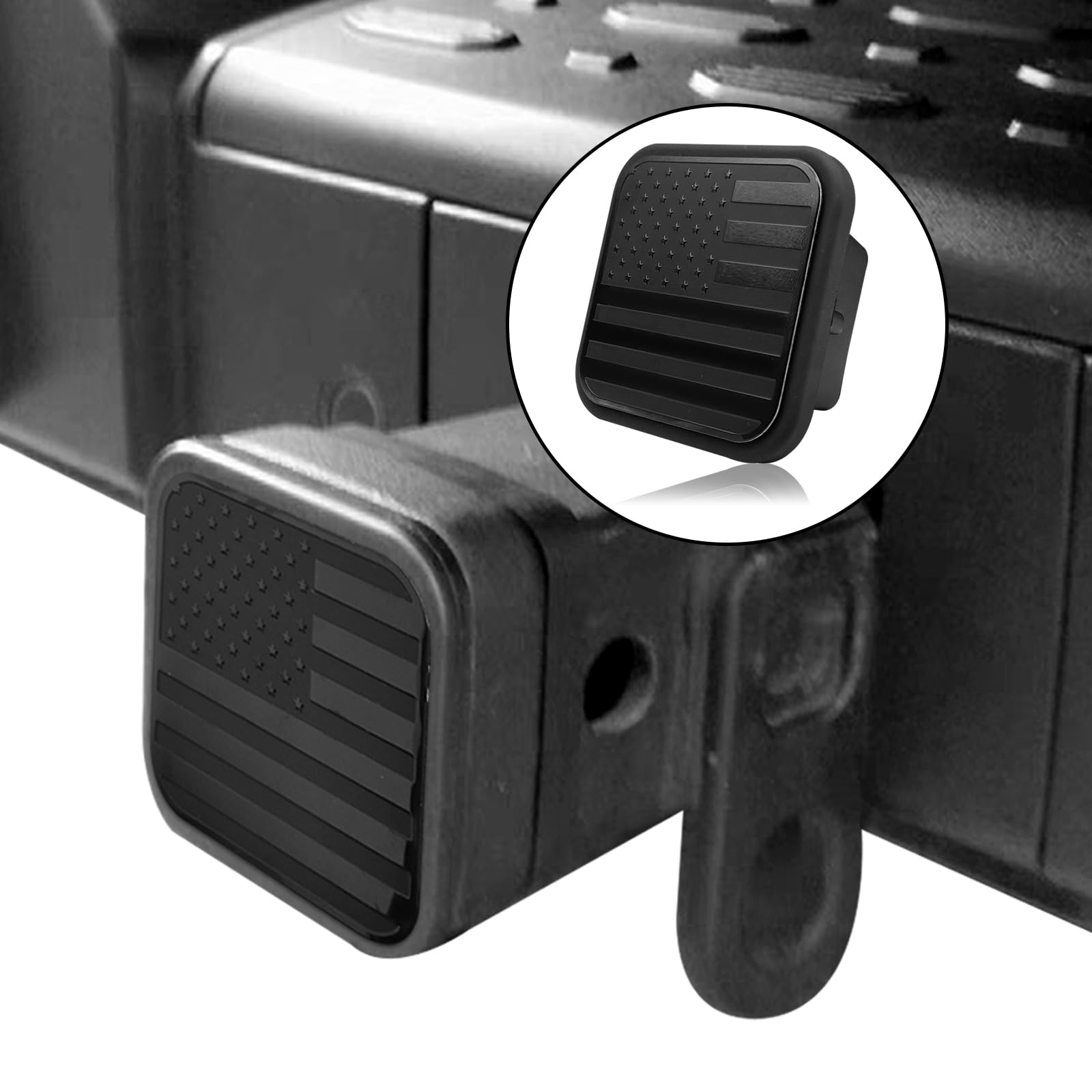 Trailer Hook Dust-Proof Plug, 3.1In * 3.1In * 1.9In, Square Mouth Protection Cover Traction Cover Suitable for Most Cars and Trailers, Car Accessories(Black)