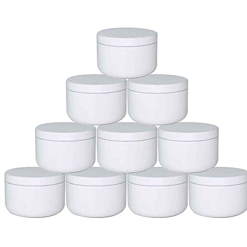 20 Pack 50ml Round White Metal Aluminum Cans Tin Empty Candle Tins Storage Container for DIY Candles Cosmetic Crafts Spice Tea Gift