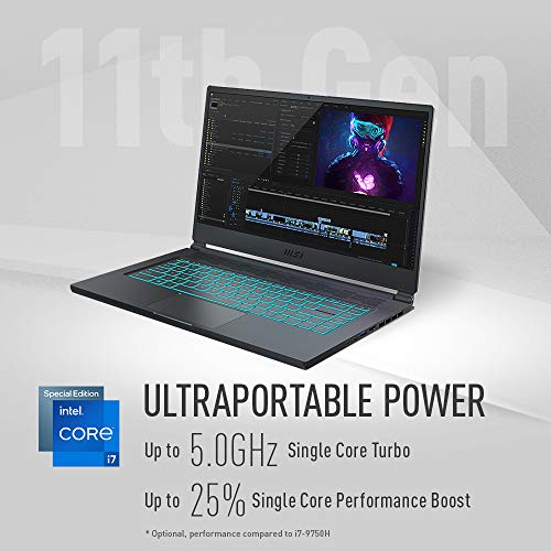 MSI Stealth 15M Gaming Laptop: 15.6" 144Hz FHD 1080p Display, Intel Core i7-11375H, NVIDIA GeForce RTX 3060, 16GB, 512GB SSD, Thunderbolt 4, WiFi 6, Win10, Carbon Gray (A11UEK-009)