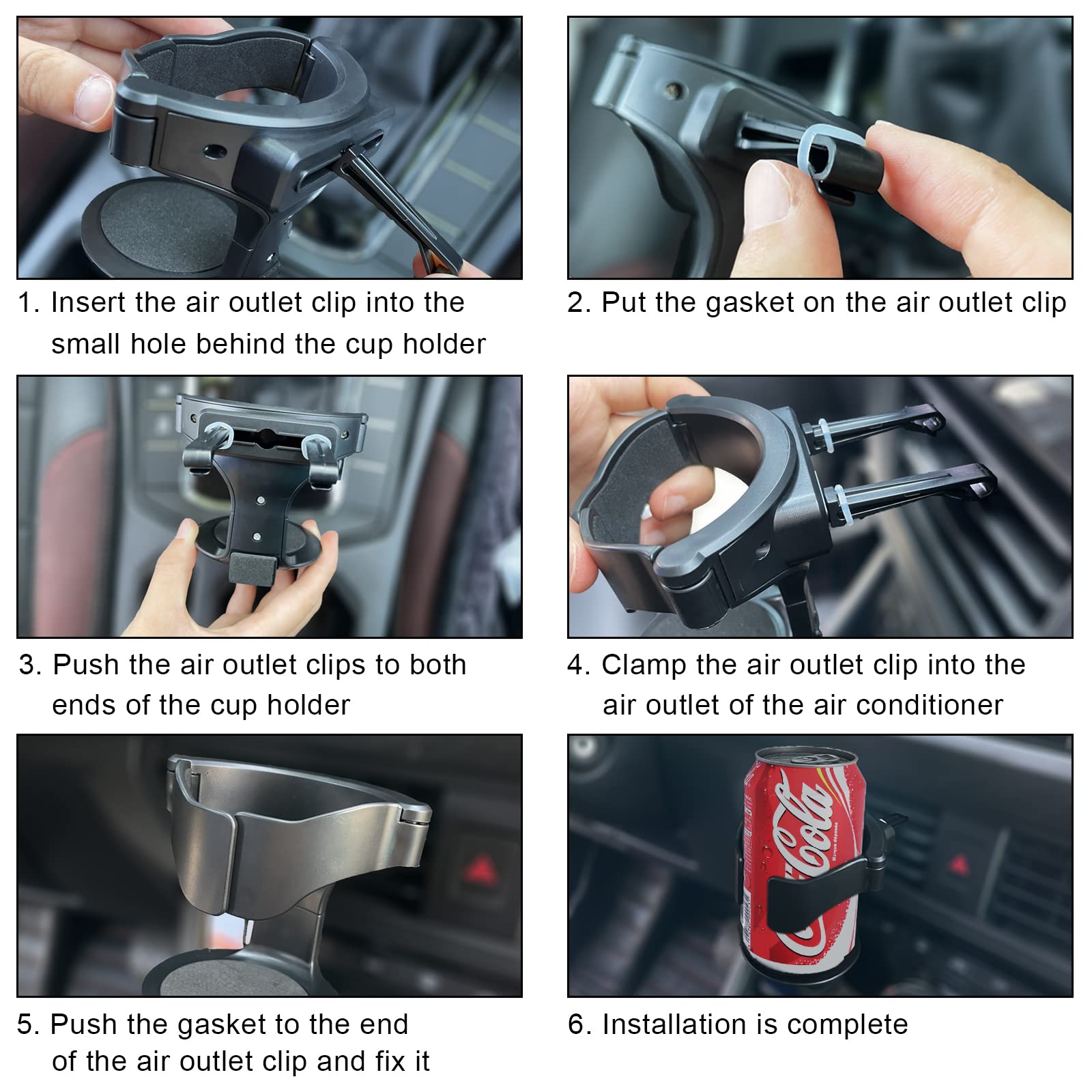 Car Air Vent Cup Holder, Universal Adjustable Car Air Vent Cup Holder, Mount with Car Air Vent Clips, Water Coffee Juice Tea Bottle Stand