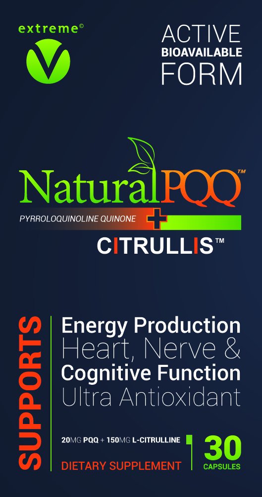 NaturalPQQ - Mitochondrial Energy Nitric Oxide Booster - Citrullis for Extended Energy. 20mg (Pyrroloquinoline Quinone)