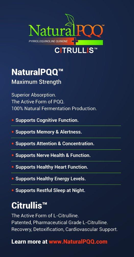 NaturalPQQ - Mitochondrial Energy Nitric Oxide Booster - Citrullis for Extended Energy. 20mg (Pyrroloquinoline Quinone)
