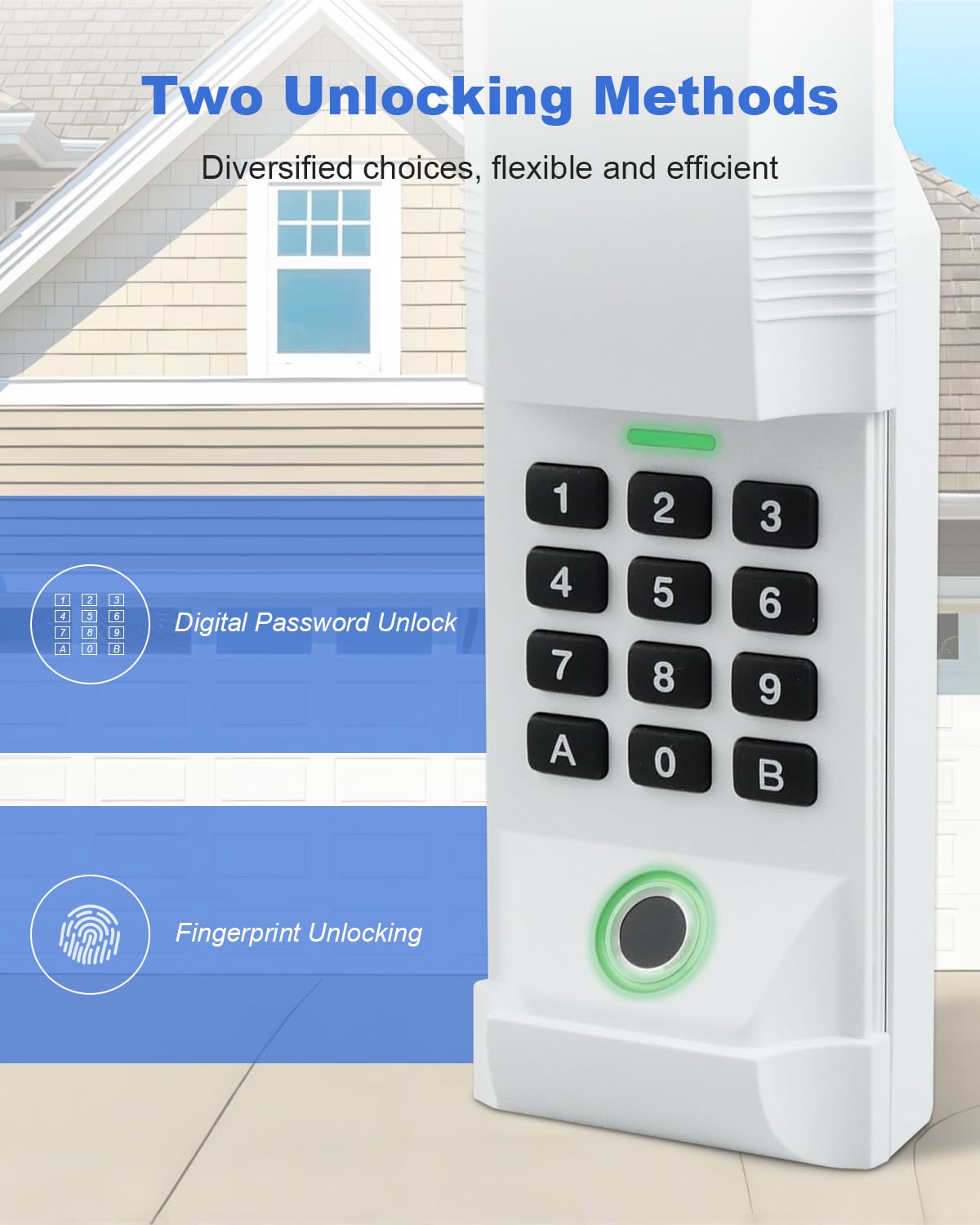 Universal Fingerprint Garage Door Keypad Fit for Liftmaster Chamberlain Craftsman Opener Unlock with Fingerprint Control Multiple Doors Replace 877max G940EV-P2 877Lm Wireless Keyless White