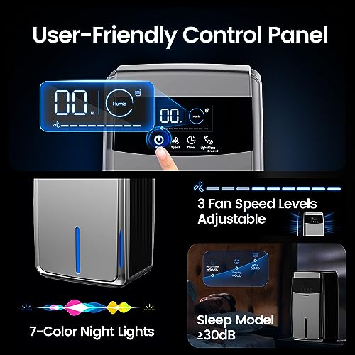 AlohaAir Dehumidifier for Home with Drain Hose, 95 OZ Dehumidifiers for Room, Quiet, Aromatherapy, Timer, Auto Shut-off, Dehumidifiers for Bathroom, Bedroom, Closet, RV & Basement