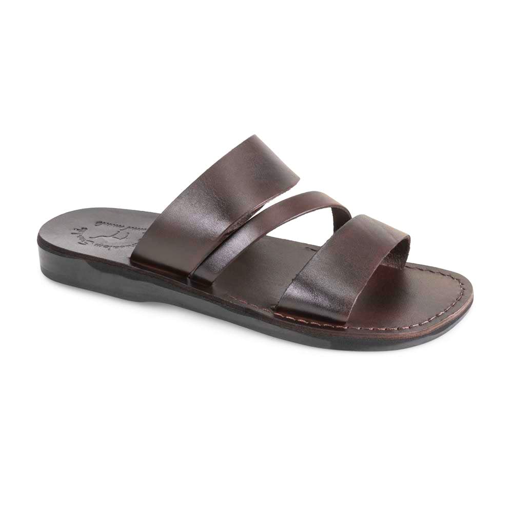 Boaz - Leather Wide Strap Sandal - Mens- Brown- 40