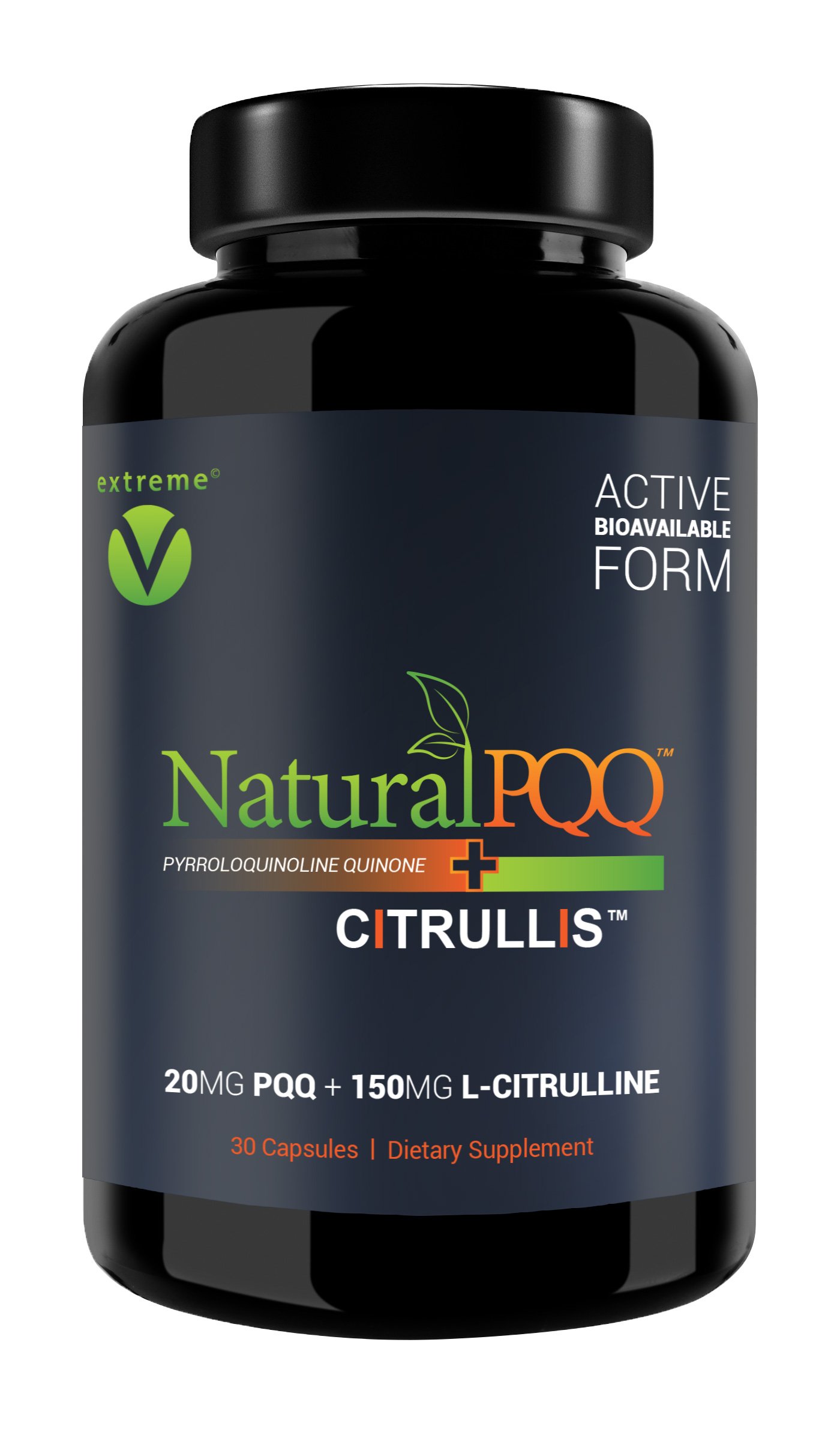 NaturalPQQ - Mitochondrial Energy Nitric Oxide Booster - Citrullis for Extended Energy. 20mg (Pyrroloquinoline Quinone)