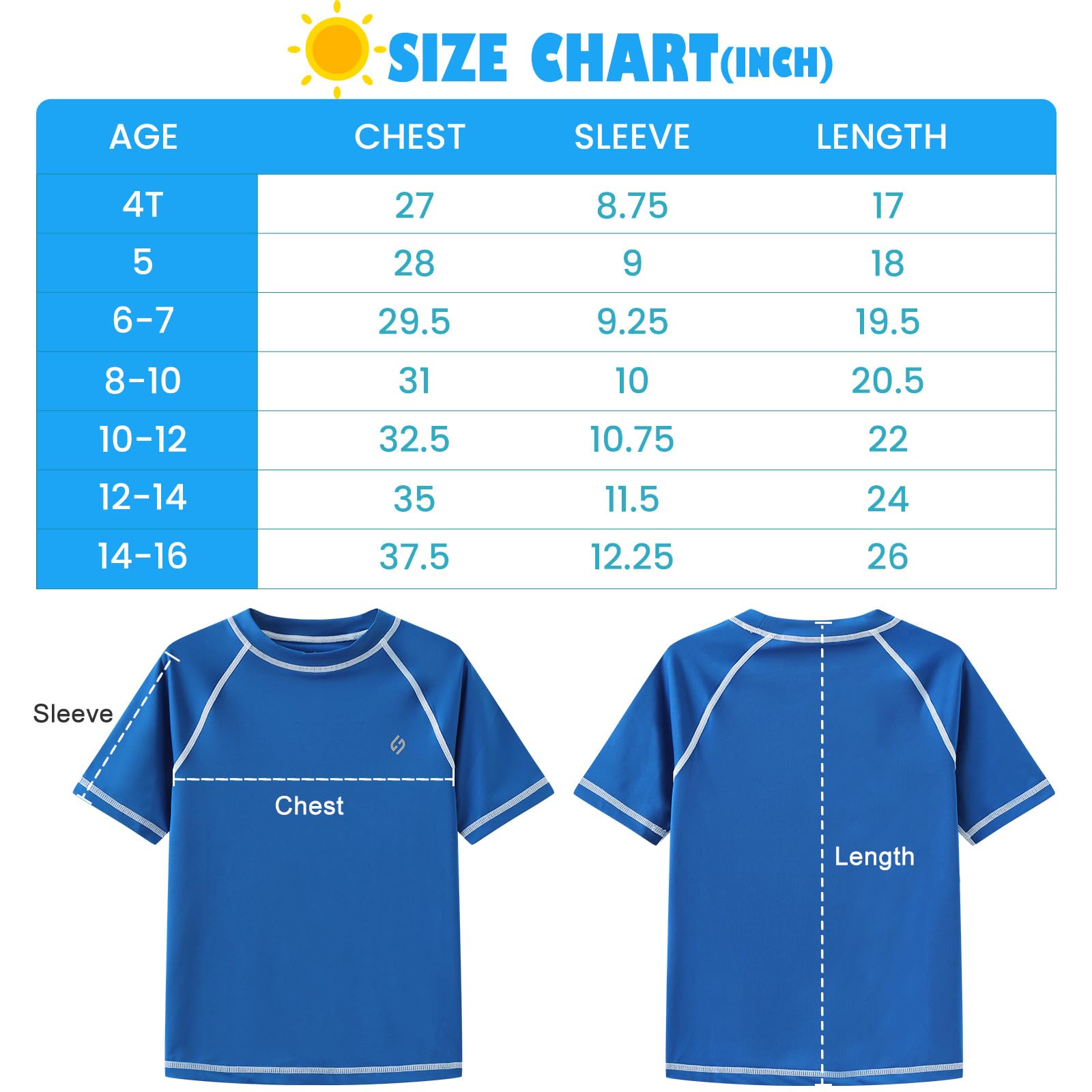 HODOSPORTS Boys UPF 50+ Rash Guard Swim Shirts Short Sleeve Quick Dry UV Protection Sun Shirt Black