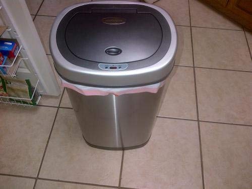 NINESTARS DZT-42-9 Automatic Touchless Motion Sensor Oval Trash Can, 11.1 Gal. 42 L., Stainless Steel