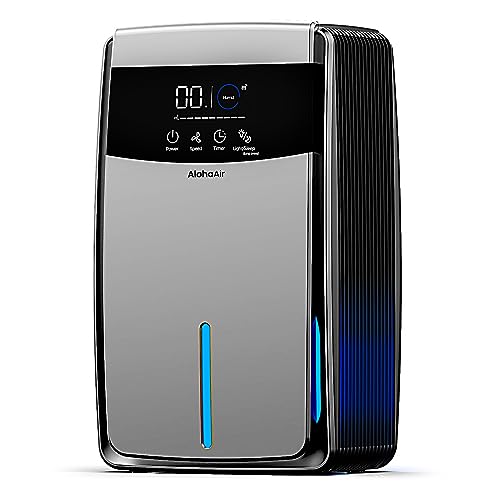 AlohaAir Dehumidifier for Home with Drain Hose, 95 OZ Dehumidifiers for Room, Quiet, Aromatherapy, Timer, Auto Shut-off, Dehumidifiers for Bathroom, Bedroom, Closet, RV & Basement