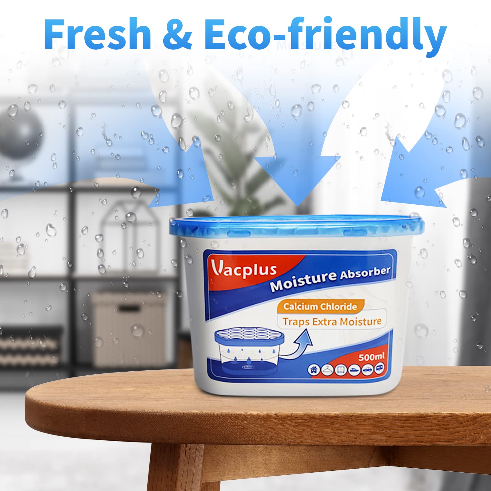 Vacplus Moisture Absorbers 16 Pack, 10.5 Oz, Humidity Absorber Boxes Attracts Extra Moisture from Your Bathroom, Closet, Kitchen, Dehumidifier for Closet (Fragrance Free), Blue