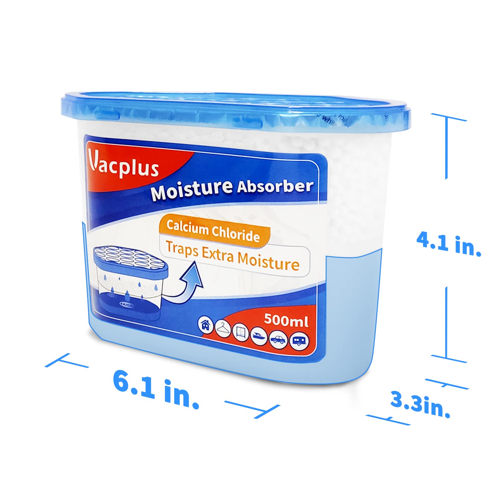 Vacplus Moisture Absorbers 16 Pack, 10.5 Oz, Humidity Absorber Boxes Attracts Extra Moisture from Your Bathroom, Closet, Kitchen, Dehumidifier for Closet (Fragrance Free), Blue