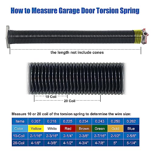 Garage Door Torsion Springs Set(.207x2x22"), Pair of 2" ID Electrophoresis Coated Heavy Duty Torsion Spring Replacement for Garage Doors, with 2pcs Non-Slip Winding Bars,Minimum 16000 Cycles