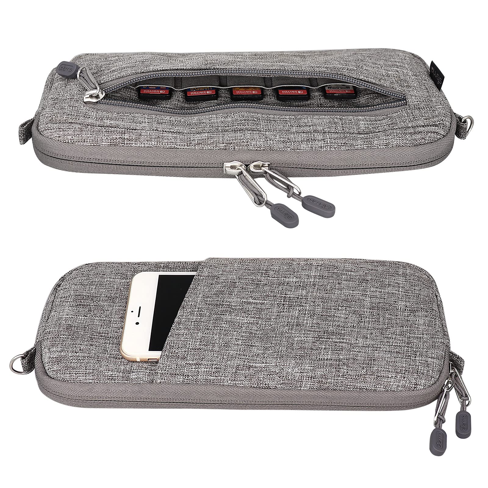 sisma Switch Case Compatible with Nintendo Switch or Switch Lite, Lightweight Soft Travel Carrying Case Storage Pouch Protective Cover, Grey