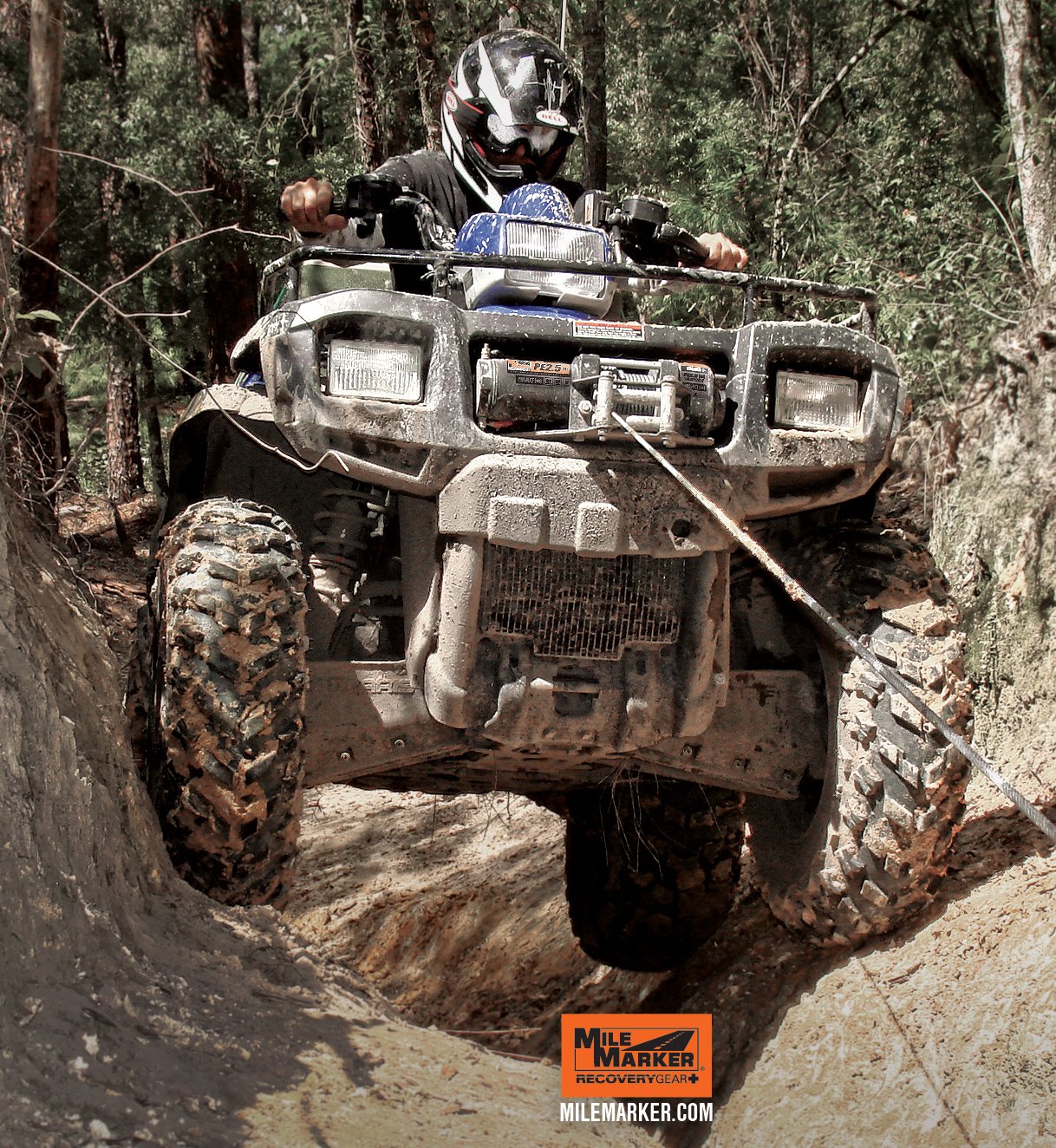 Mile Marker 77-50105BW PE2.5 ATV UTV Side by Side Electric Winch with 3/16β x 42β Steel Cable - 2500 Pound Capacity - Fully Sealed, Submersible, Water, Mud & Snow Proof