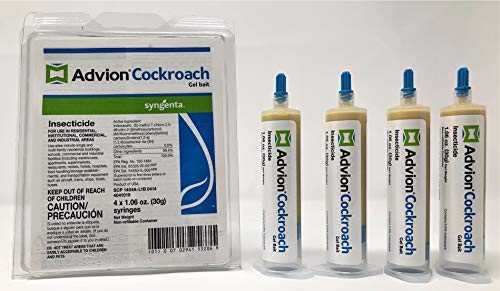 Syngenta Advion Cockroach Gel Bait - 1 Box (4 X 30 Gr.Syringes) & advion 383920 4 Tubes and 4 Plungers Cockroach German Roach Pest Control Inse, Brown