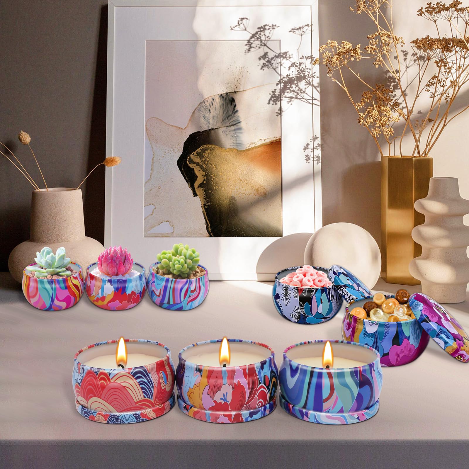 Fafamara 9 Pack Scented Candles Set, Multipack Natural Soy Wax Candles, Small Aromatherapy Candles, Stress Relief Tin Can Candle for Women Girl Birthday, Thanksgiving, Christmas