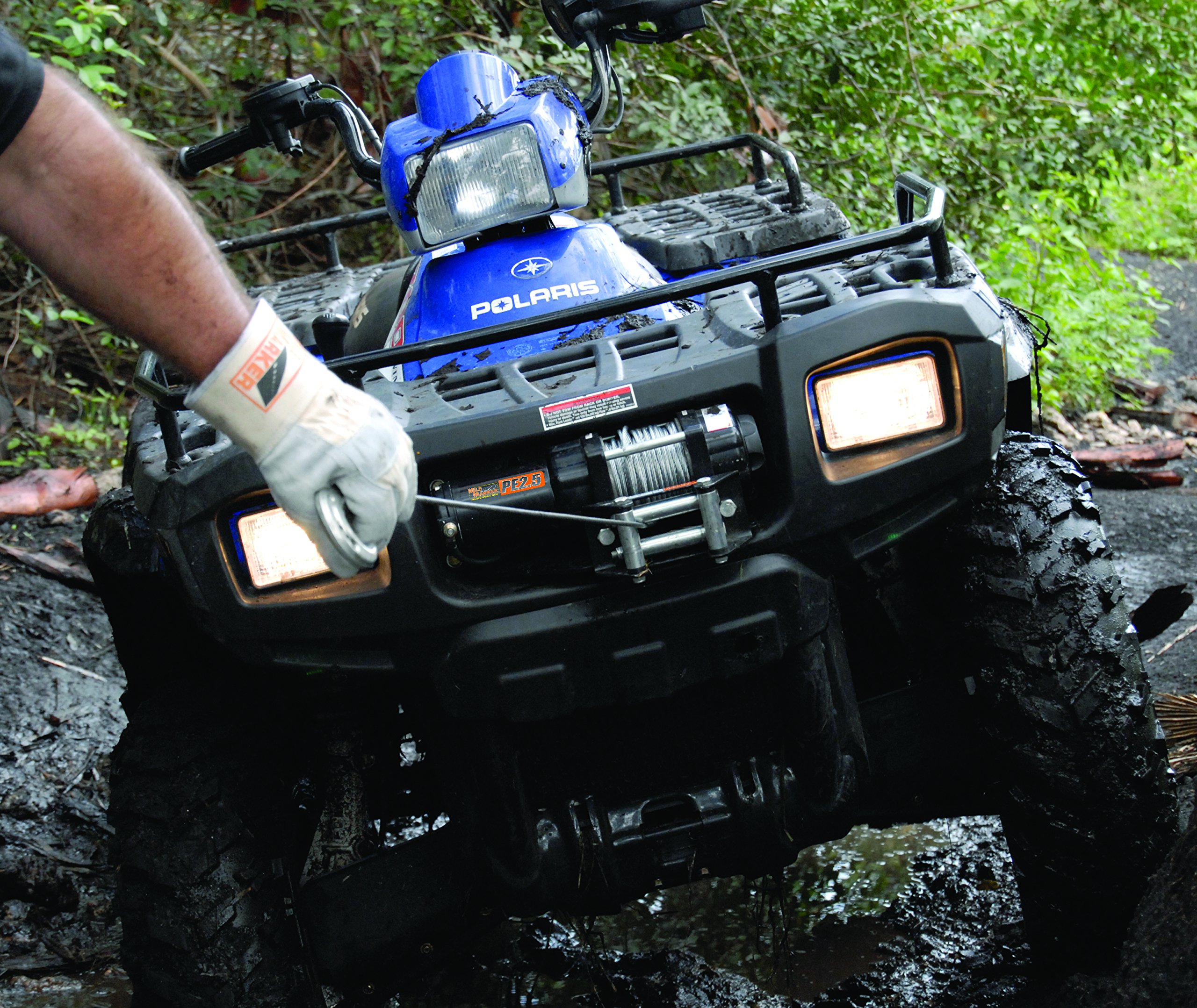 Mile Marker 77-50105BW PE2.5 ATV UTV Side by Side Electric Winch with 3/16β x 42β Steel Cable - 2500 Pound Capacity - Fully Sealed, Submersible, Water, Mud & Snow Proof