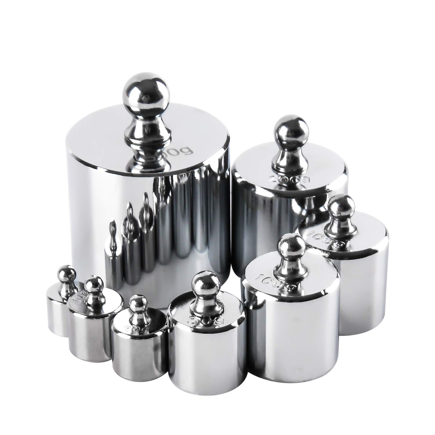 HORIZON 8 PCS 1000g Calibration Weight Set (10g, 20g,20g,50g,100g,100g,200g,500g) with Storage Case and Tweezers for Digital Scale Balance Science Lab Educational Weights