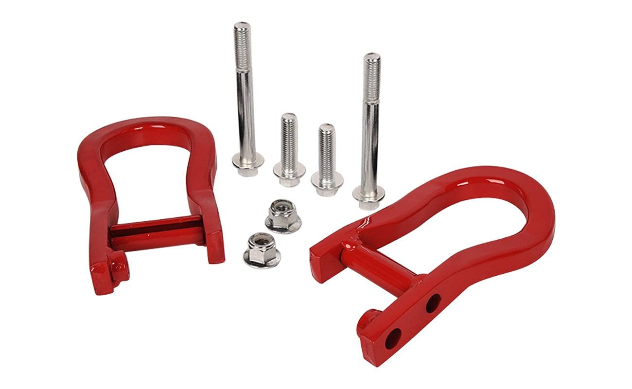 TOPAZ 84192871 2PCS Red Tow Hooks Compatible with 2007-2019 Chevy Silverado GMC Sierra 1500