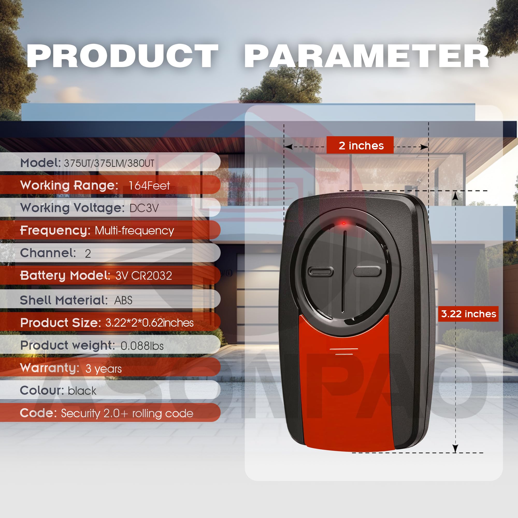3-Pack of LiftMaster Garage Door Opener Remote (375UT, 375LM, 380UT) with 3-Year Warranty