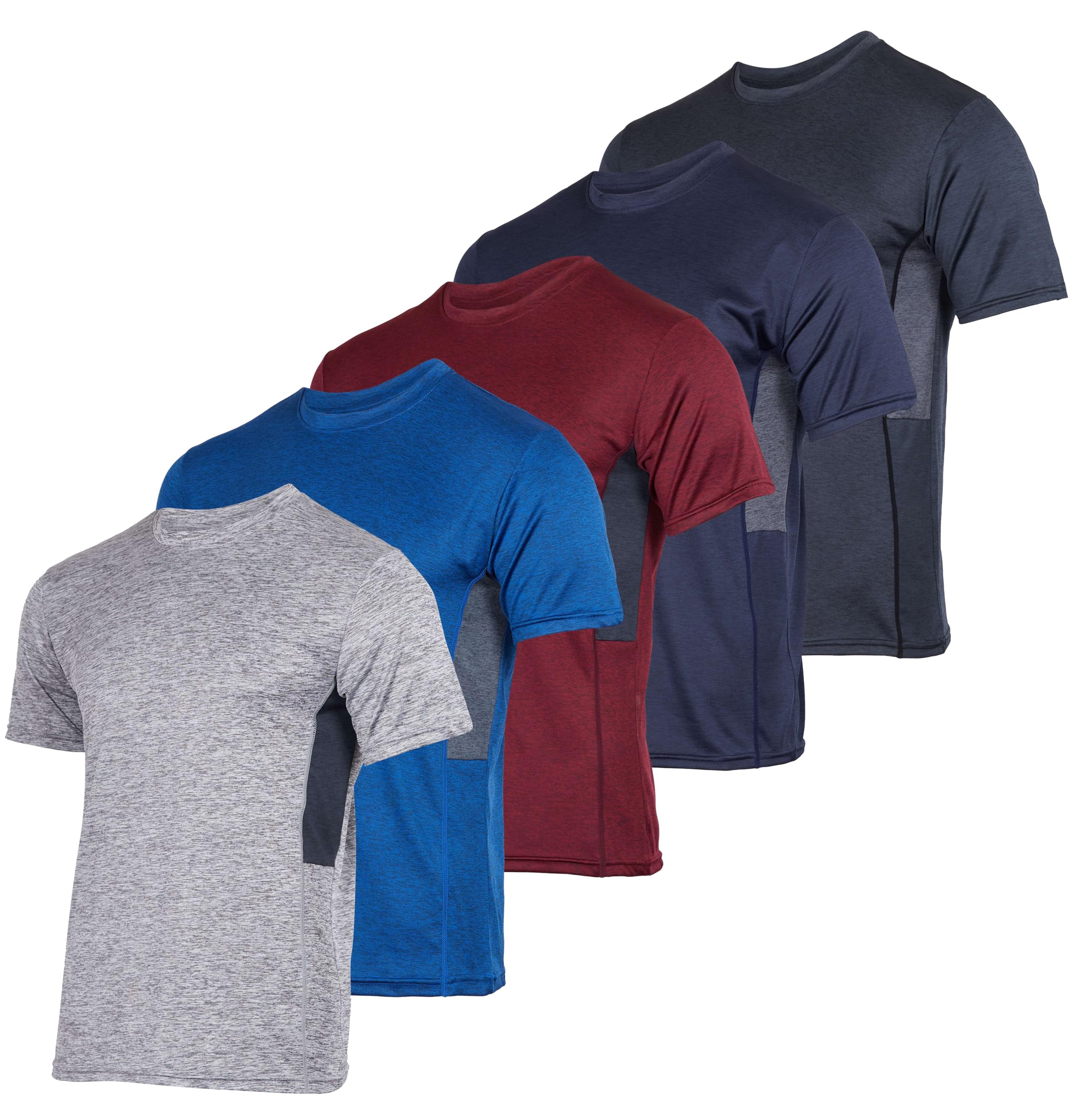 Real Essentials 5 Pack: Boys Girls Active Athletic Quick Dry Dri Fit Short Sleeve T-Shirts Crew Neck Tops Teen Gym Undershirts Tees Youth Basketball Moisture Wicking Tshirt-Set 5,Medium (8-10)