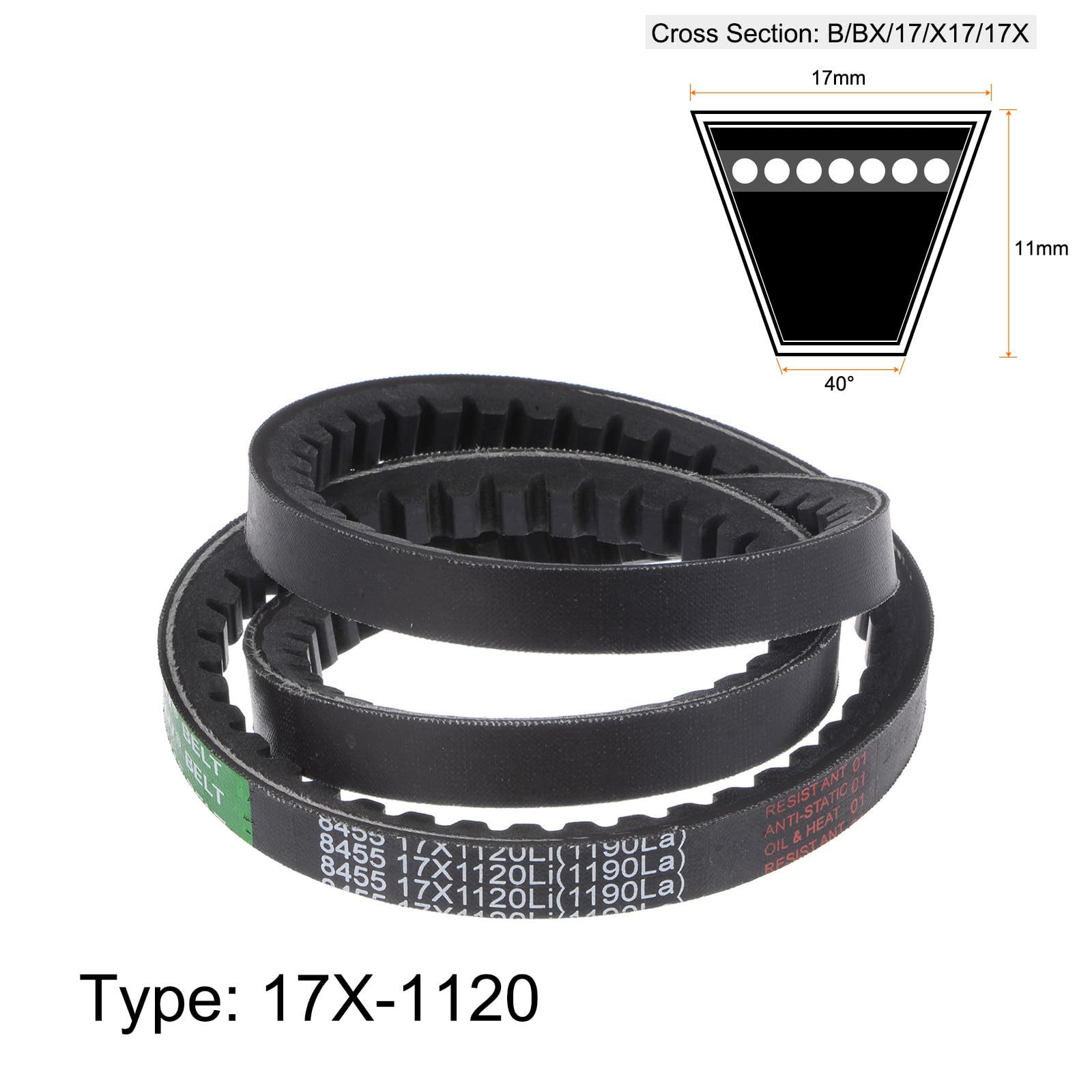 HARFINGTON AV17 Cogged V-Belts 1120mm Inner Girth 17mm Width 11mm Height Rubber Drive Belt Automotive Belt