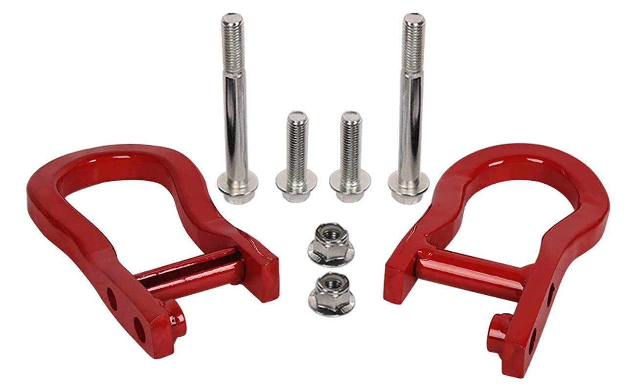 TOPAZ 84192871 2PCS Red Tow Hooks Compatible with 2007-2019 Chevy Silverado GMC Sierra 1500